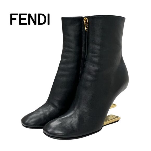 Fendi | Bags | Fendi First Boots Short Boots Shoes Leather Black Gold F ...